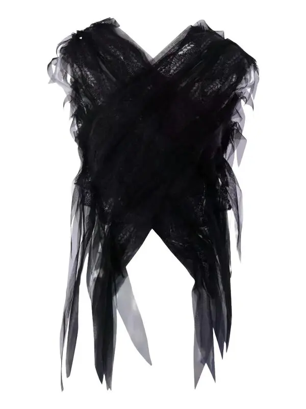 PAULINE DUJANCOURT Asymmetrical Ruffled Top - Black