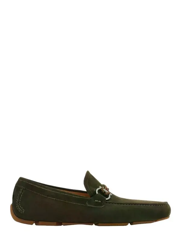 FERRAGAMO Gancini Woven-strap Loafers - Green