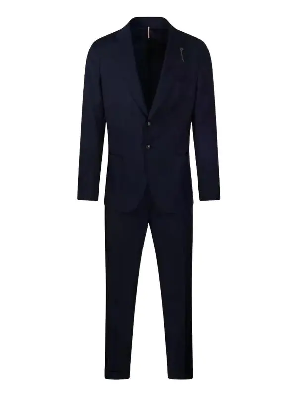 SANTANIELLO Pleated-detail Buttoned Suit - Blue