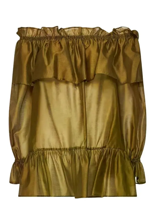 BLANCA VITA Ruffled Off-the-shoulder Blouse - Yellow