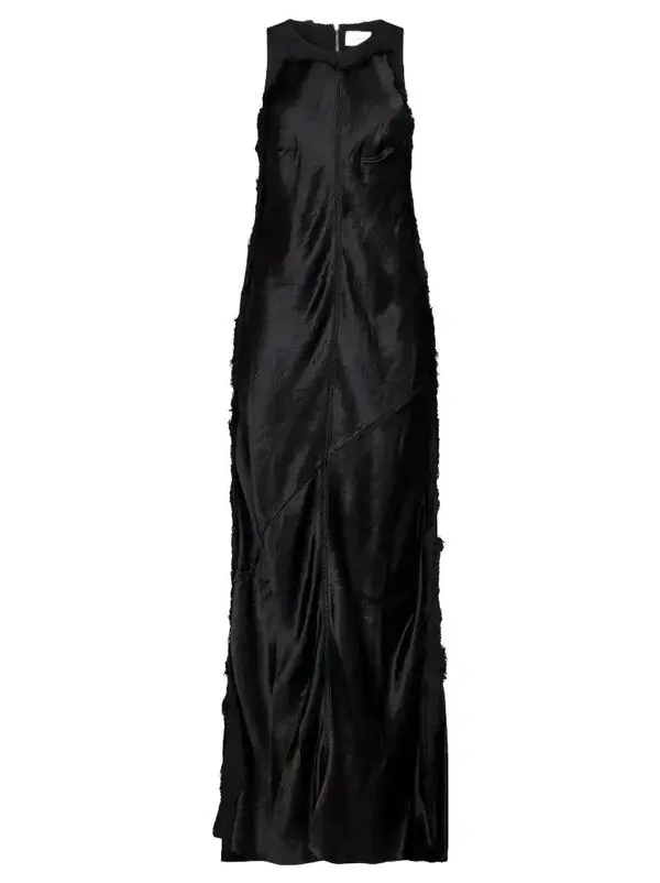 HAIKURE Frayed Insert Bias-cut Dress - Black