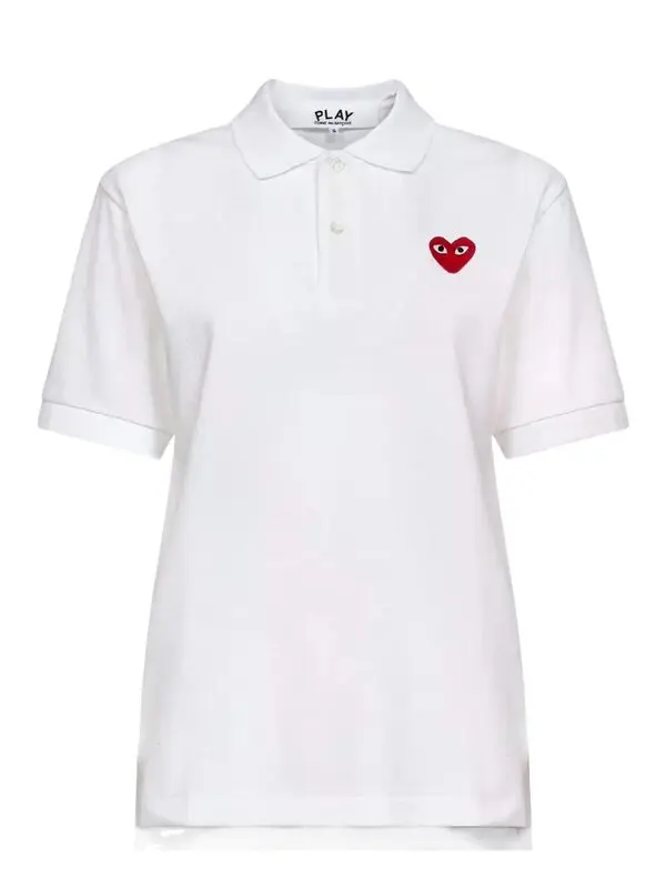 Play Comme Des Garcon Embroidered Heart Polo Shirt - White