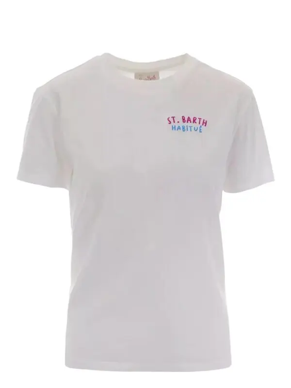 MC2 SAINT BARTH Emilie Embroidered Cotton T-shirt - White