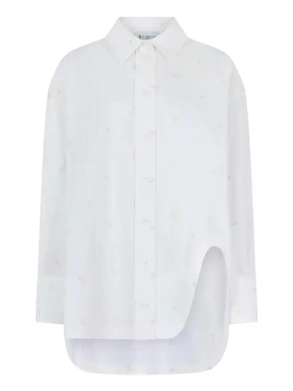 Attico Embroidered Asymmetric Hem Shirt - White
