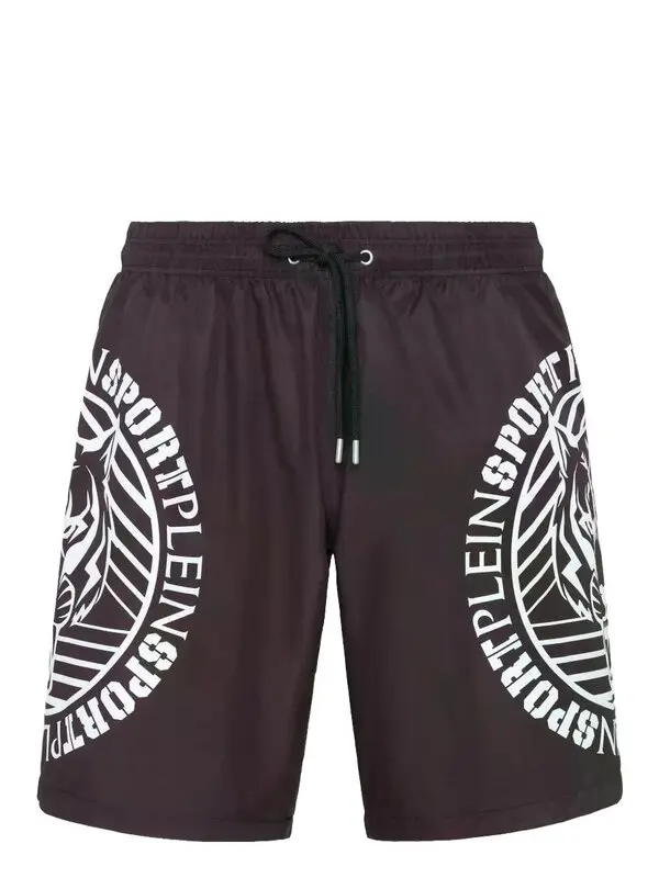 PLEIN SPORT Logo Print Tiger Swim Trunks - Black