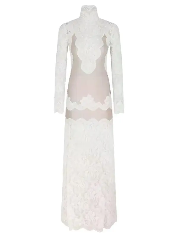 Rabanne Lace-panelled Maxi Dress - Neutrals