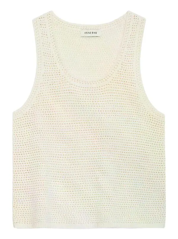 ANINE BING Arie Crochet Knit Tank Top - Neutrals