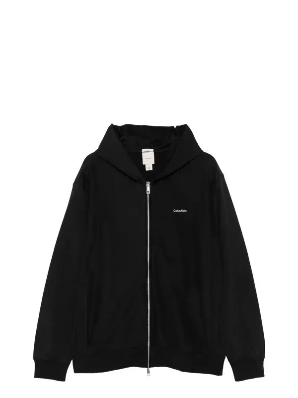 Calvin Klein Embroidered Logo Zip-up Hoodie - Black