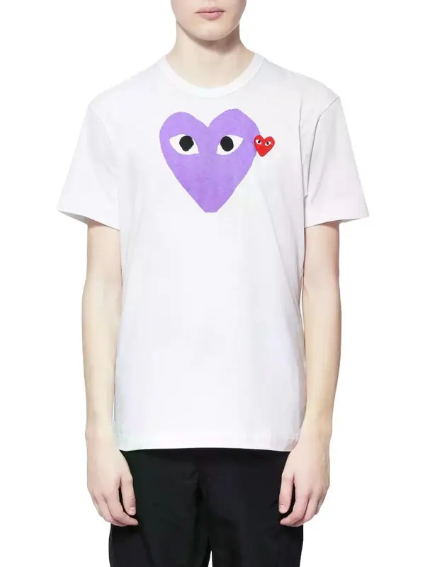 Play Comme Des Garcon Heart-graphic T-shirt - White