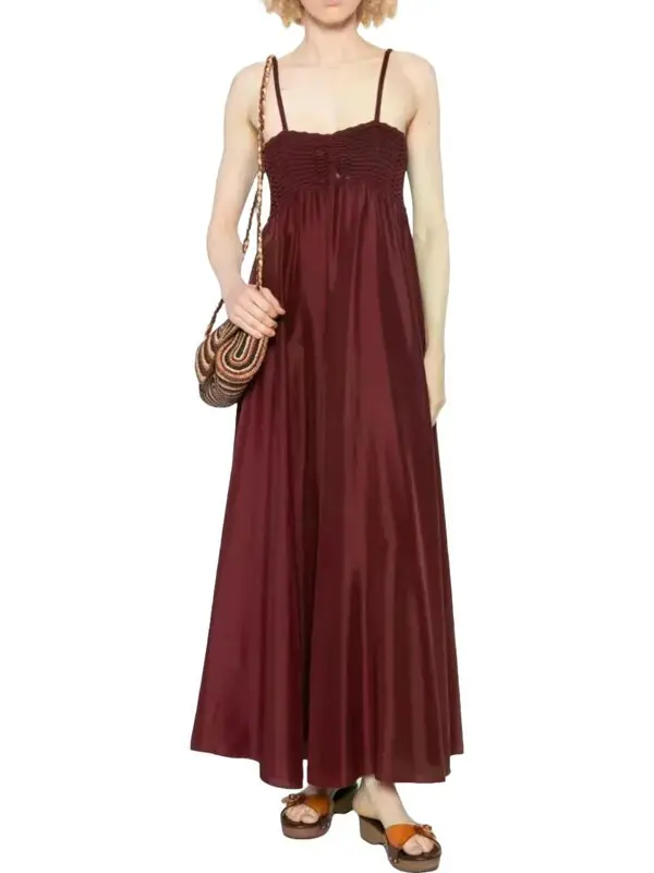 FORTE_FORTE Crochet-knit Silk-satin Dress - Red