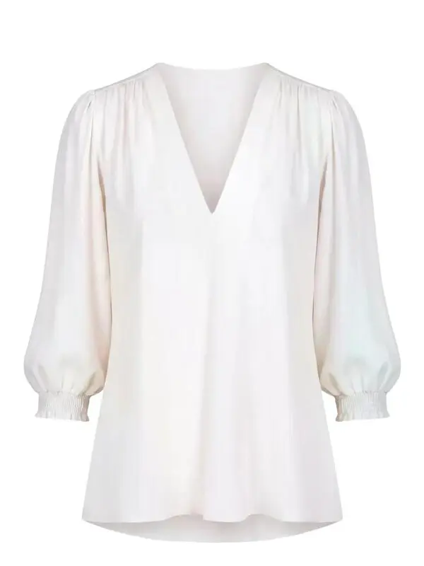 Seventy Gathered V-neck Blouse - Neutrals