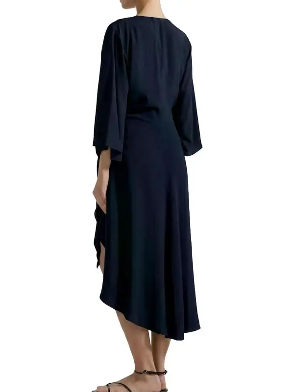 Seventy Ruffled Wrap Midi Dress - Blue