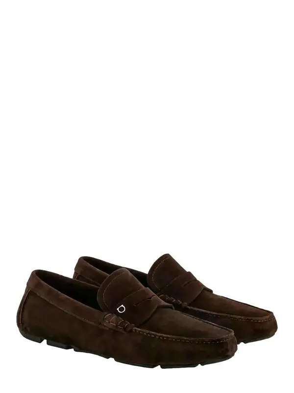 FERRAGAMO Gancini Suede Loafers - Brown