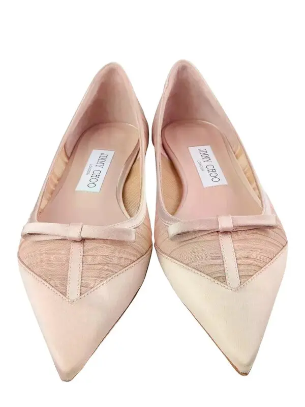 JIMMY CHOO Love Ruched Mesh Ballet Flats - Neutrals