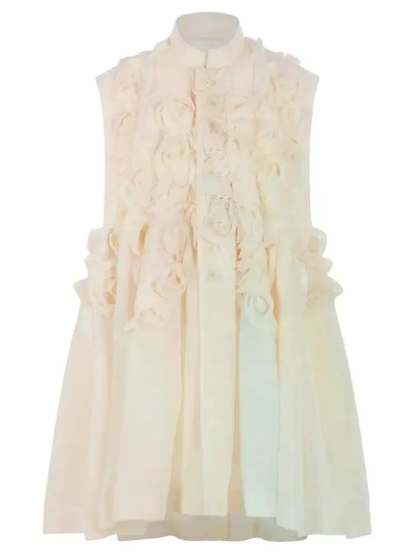 COMME DES GARÇONS TAO Sheer Floral-appliqué Dress - Neutrals