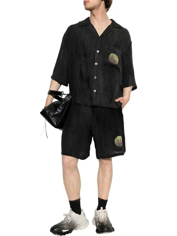 MISBHV Smile Crinkled-finish Shirt - Black