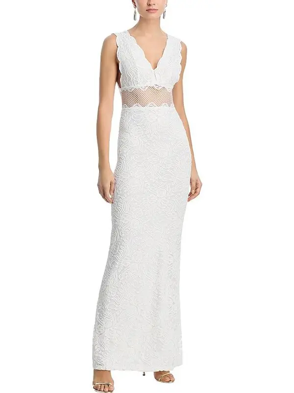 NIGHTCAP Plunge Lace Maxi Dress - Dove