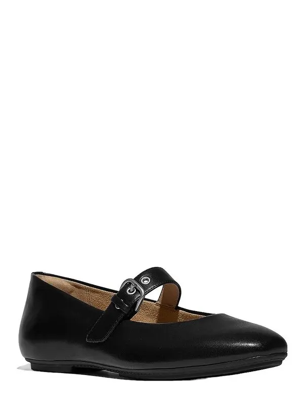 Fitflop Delicato Leather Mary Jane Flats - All Black
