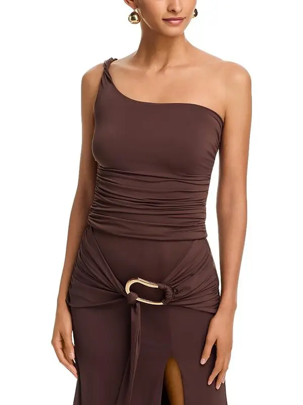 Bardot Dion One-shoulder Top - Chocolate
