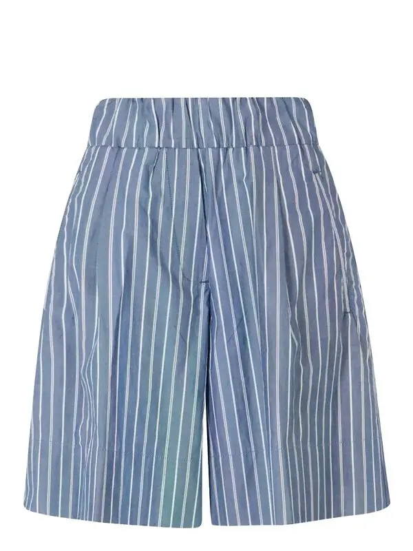 MYTHS Pinstripe Elasticated Waist Mini Shorts - Blue
