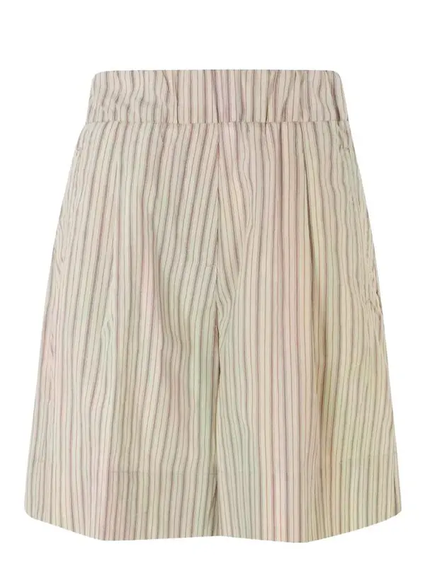 MYTHS Striped Elasticated-waist Mini Shorts - Neutrals