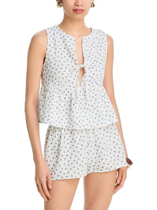 Aqua Teshi Cotton Top - Blue Floral