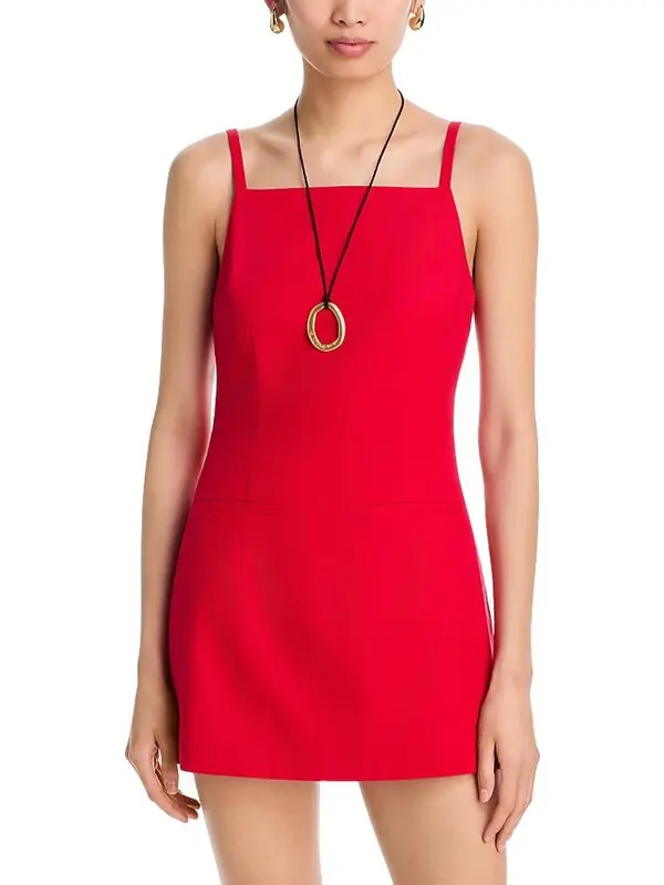 Aqua Britt Linen Blend Dress - Red