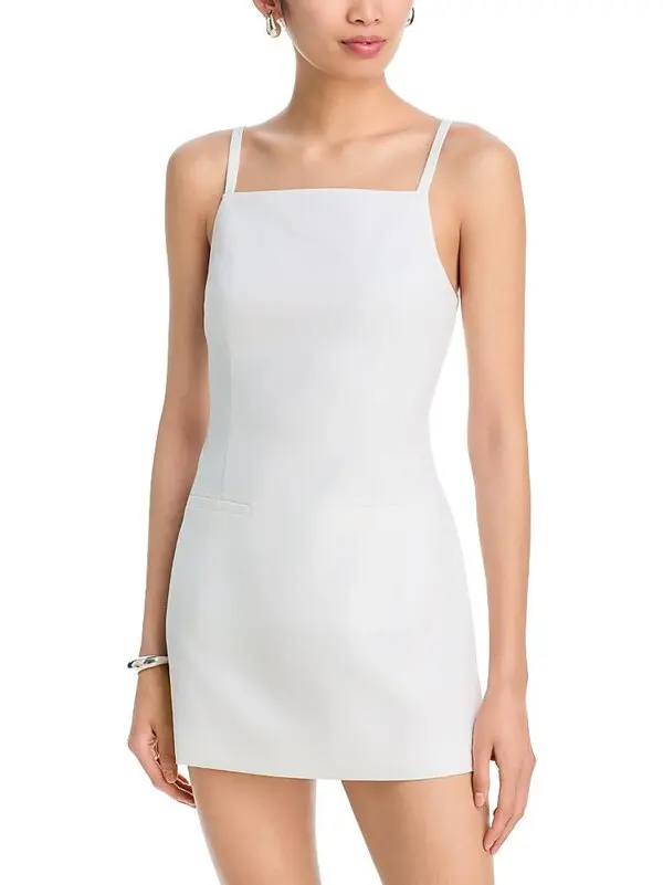 Aqua Britt Linen Blend Dress - White