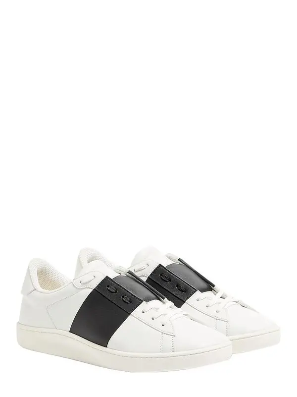 Valentino Garavani White And Blue Leather Sneakers - White/black
