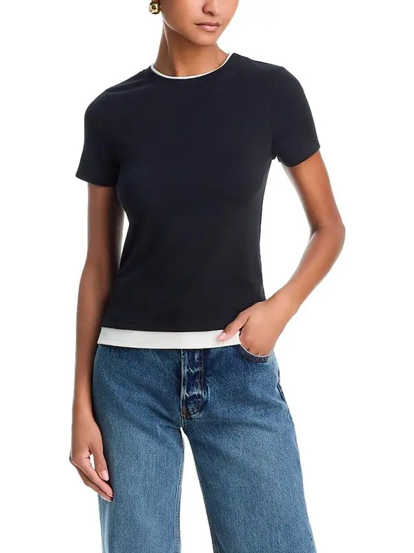 Aqua Contrast Trim Tee - Black White