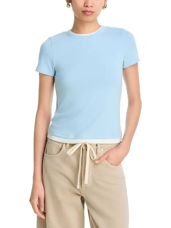 Aqua Contrast Trim Tee - Light Blue