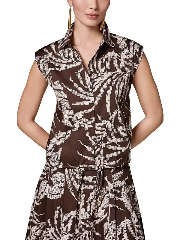 Donna Karan New York Sleeveless Shirt With Drawstring Hem - Canyon Multi