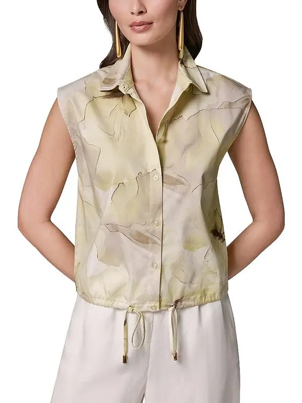 Donna Karan New York Sleeveless Shirt With Drawstring Hem - Citrus Green