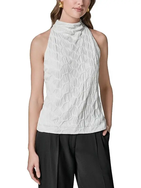 Donna Karan New York Textured Mock Neck Top - Cream