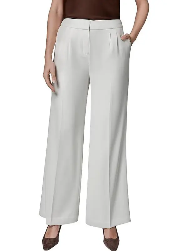 Donna Karan New York High Waisted Wide Leg Pants - Cream