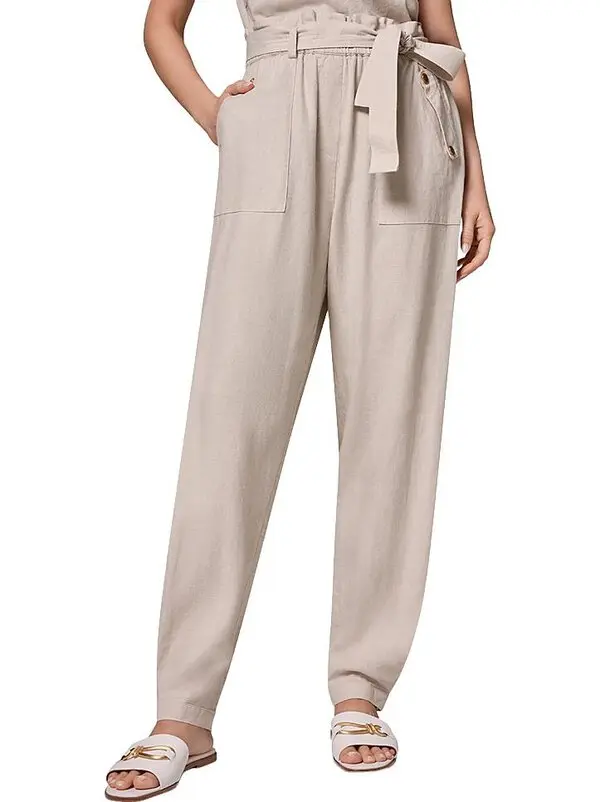 Donna Karan New York Belted Tab Hem Pants - Natural