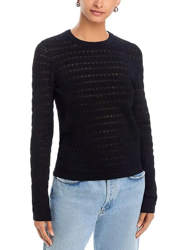 Michael Kors Pointelle Long Sleeve Sweater - Black