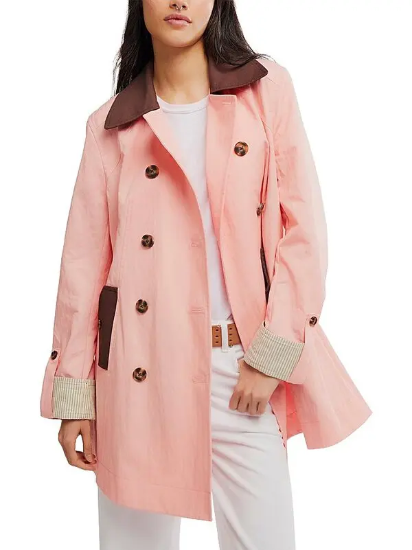 Free People Riley Canvas Car Coat - Coral