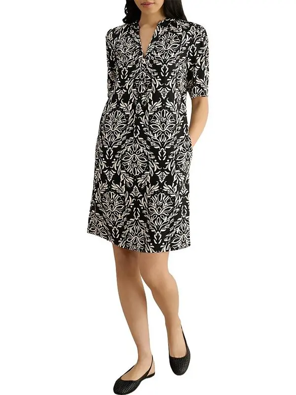 HOBBS LONDON Lucille Printed Viscose Dress - Black Cream