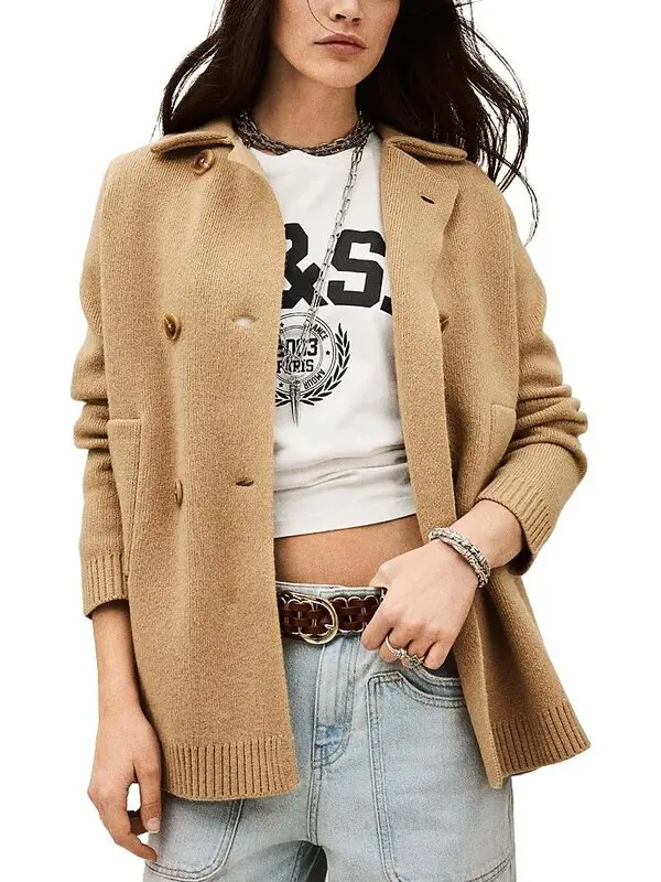 Ba&sh Vesta Cardigan Sweater - Camel