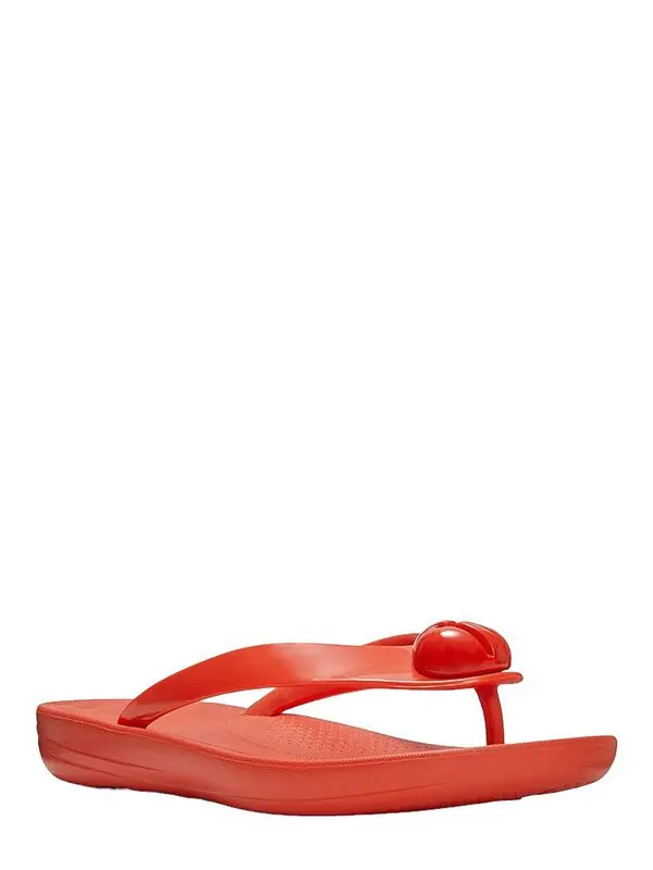 Fitflop Iqushion Glossy Button Sandals - Cherry Tomato