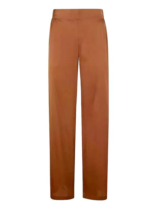 NOUVELLE SILK95FIVE Silk Satin Elasticated Waistband Trousers - Brown