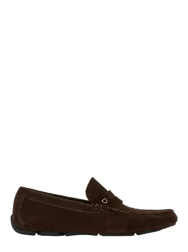 FERRAGAMO Gancini Suede Loafers - Brown