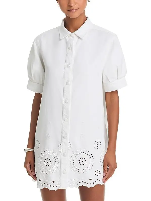 FRAME Eyelet Play Shirt Dress - White