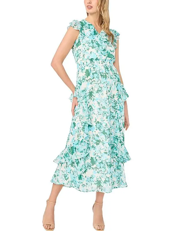 CECE DUPRAZ Ruffle Trim Midi Dress - New Ivory