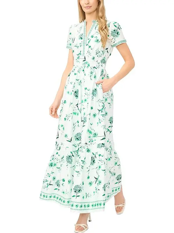CECE DUPRAZ Shirred Waist Maxi Dress - Vibrant Kelly