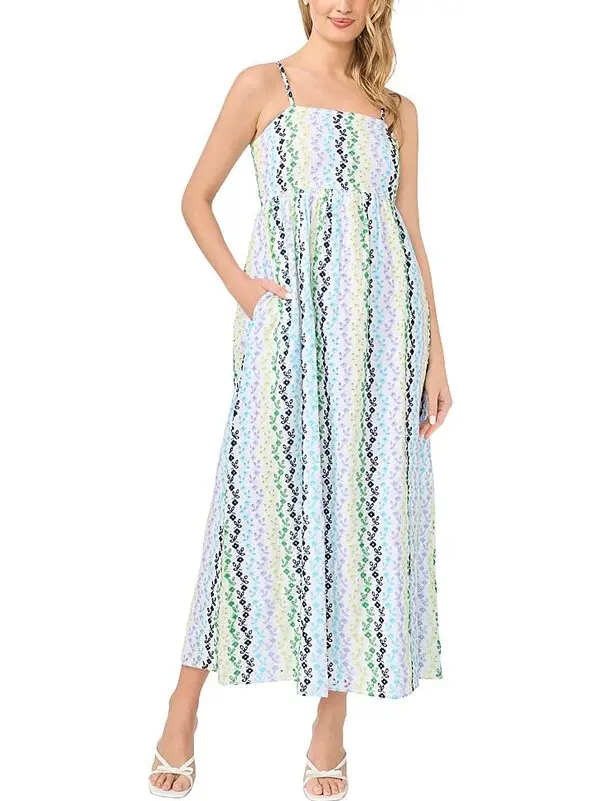 CECE DUPRAZ Eyelet Stripe Maxi Dress - Ultra White