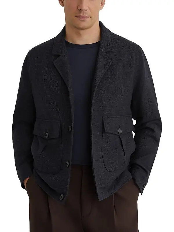 REISS Gandine Textured Jacket - Navy