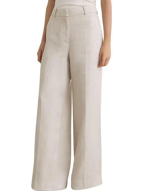 REISS Nolah Wide Leg Pants - Neutral
