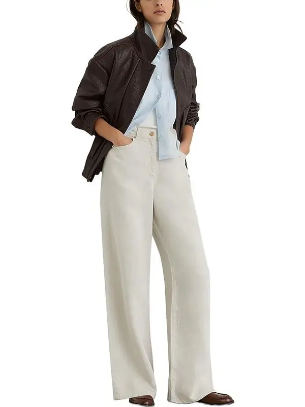 REISS Carmen Wide Leg Pants - Neutral